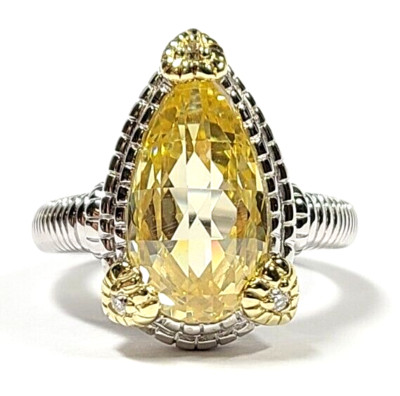 Judith Ripka Sterling Silver and 18k Gold Canary Crystal and Diamond ...