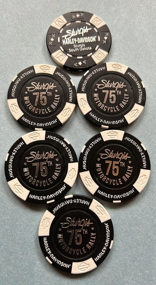 Harley Davidson 75th STURGIS Black Hills Rally 6 poker chip set | eBay