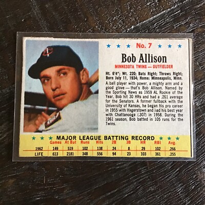 1963 Post - #7 Bob Allison | eBay