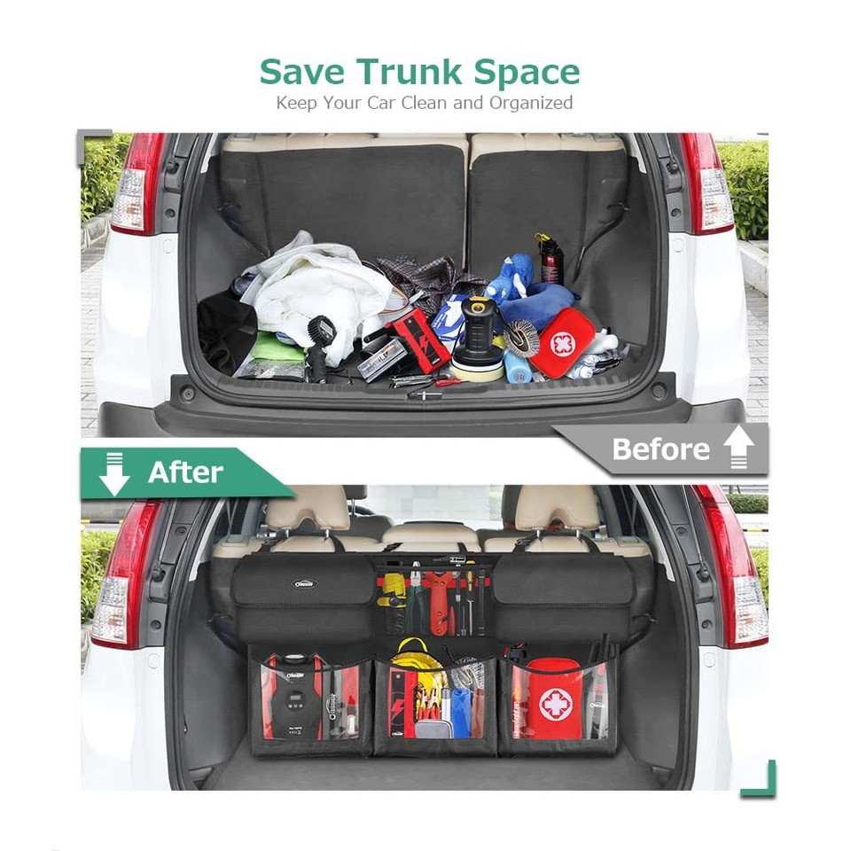Back Seat Trunk Organizer Hanging Car Organizer Trunk Foldable Cargo ...