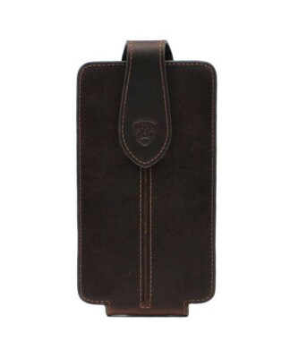 ARIAT Large Dark Brown Leather Cell Phone Case Raised Center Strip | eBay