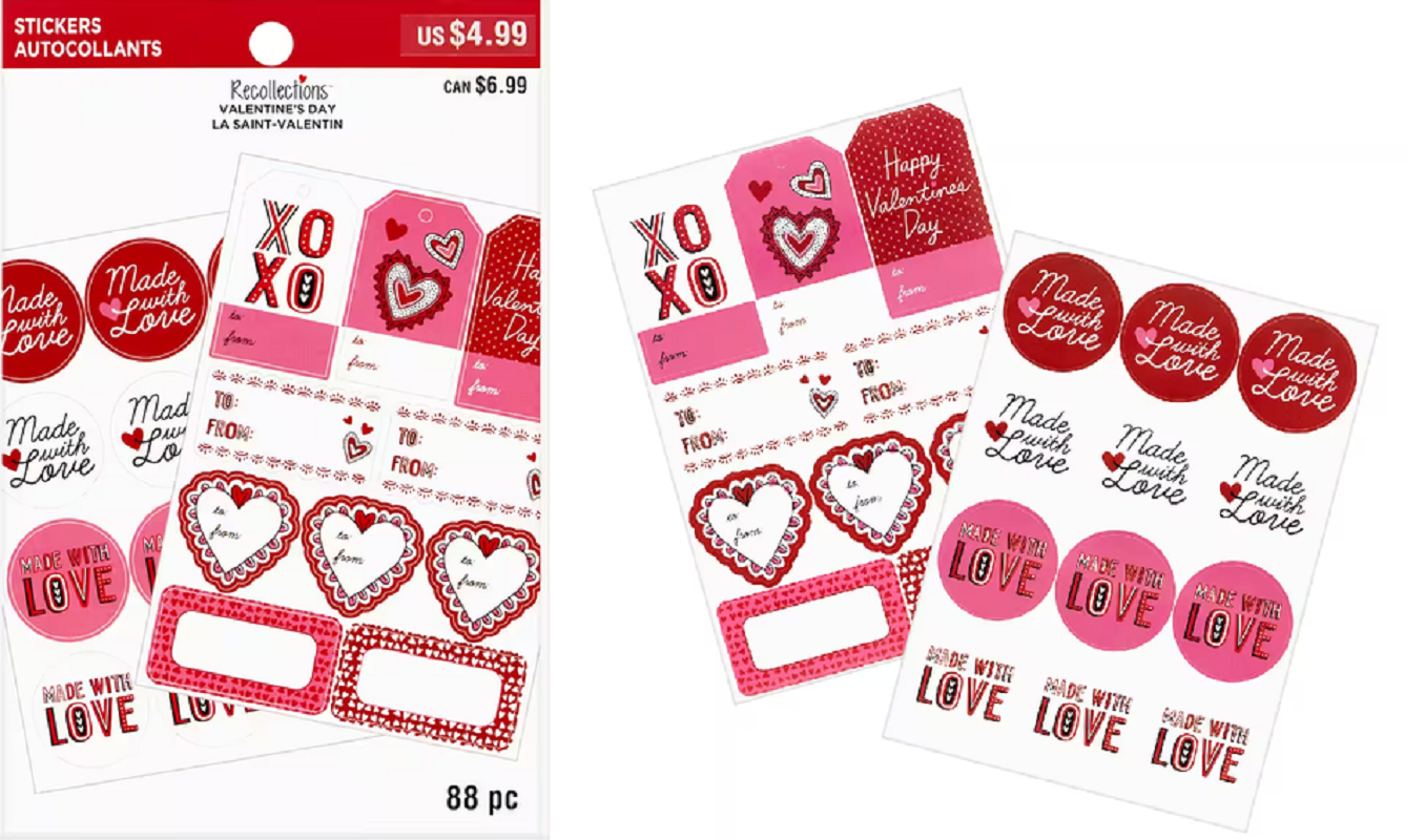 Recollections VALENTINE'S DAY Stickers Books Garland Bling Love Hearts ...