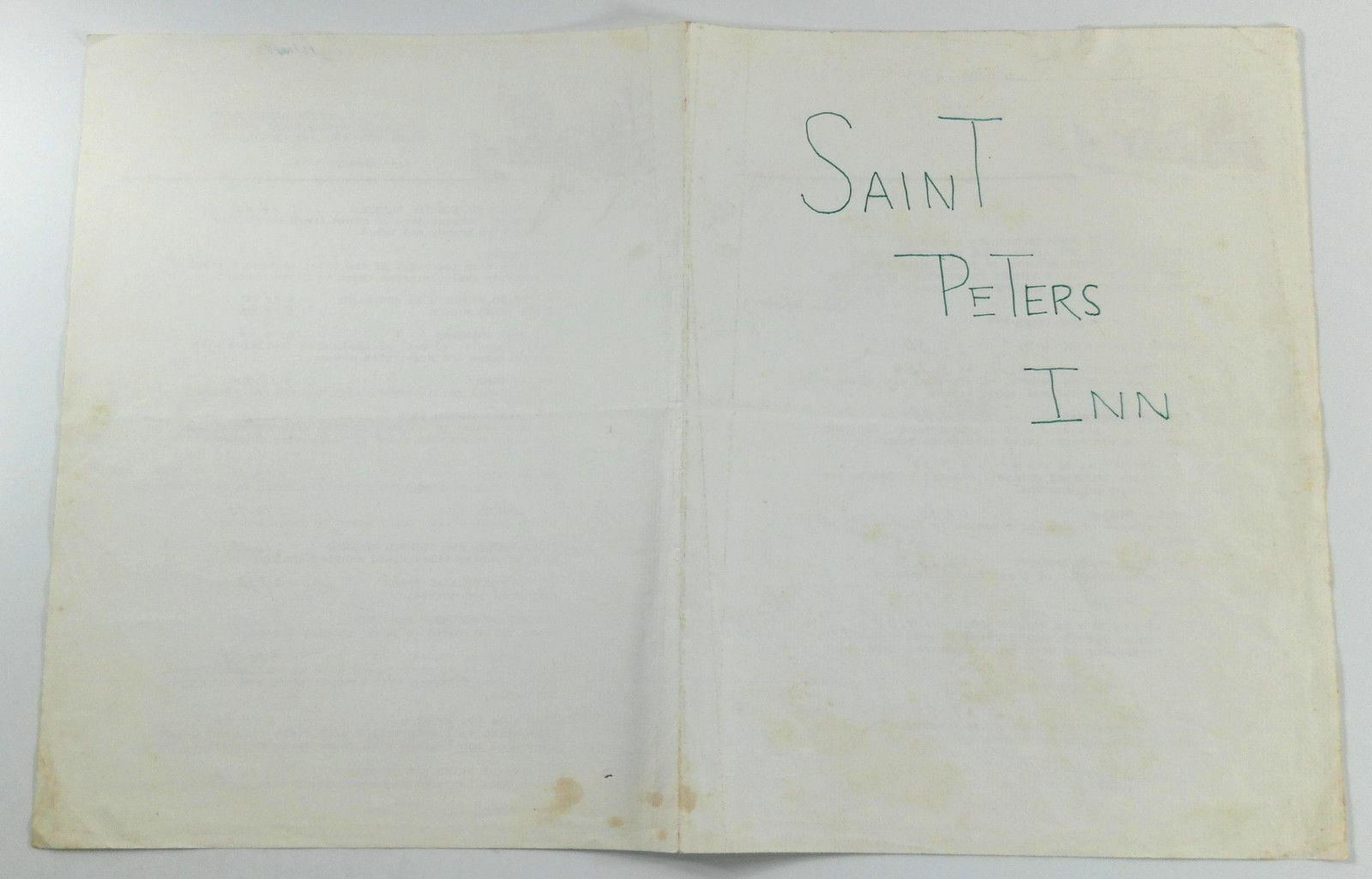 1983 Original TEMPORARY Menu SAINT PETERS INN VILLAGE St. Peters ...