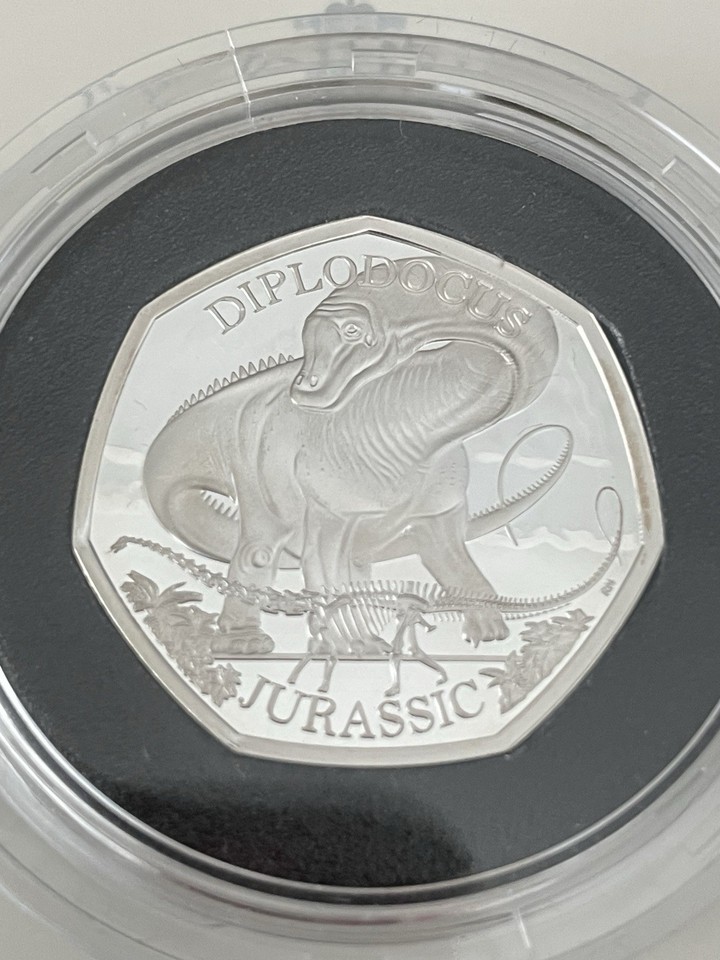 2024 50p Silver Proof Diplodocus Coin Only 500 Royal Mint Dinosaur ...
