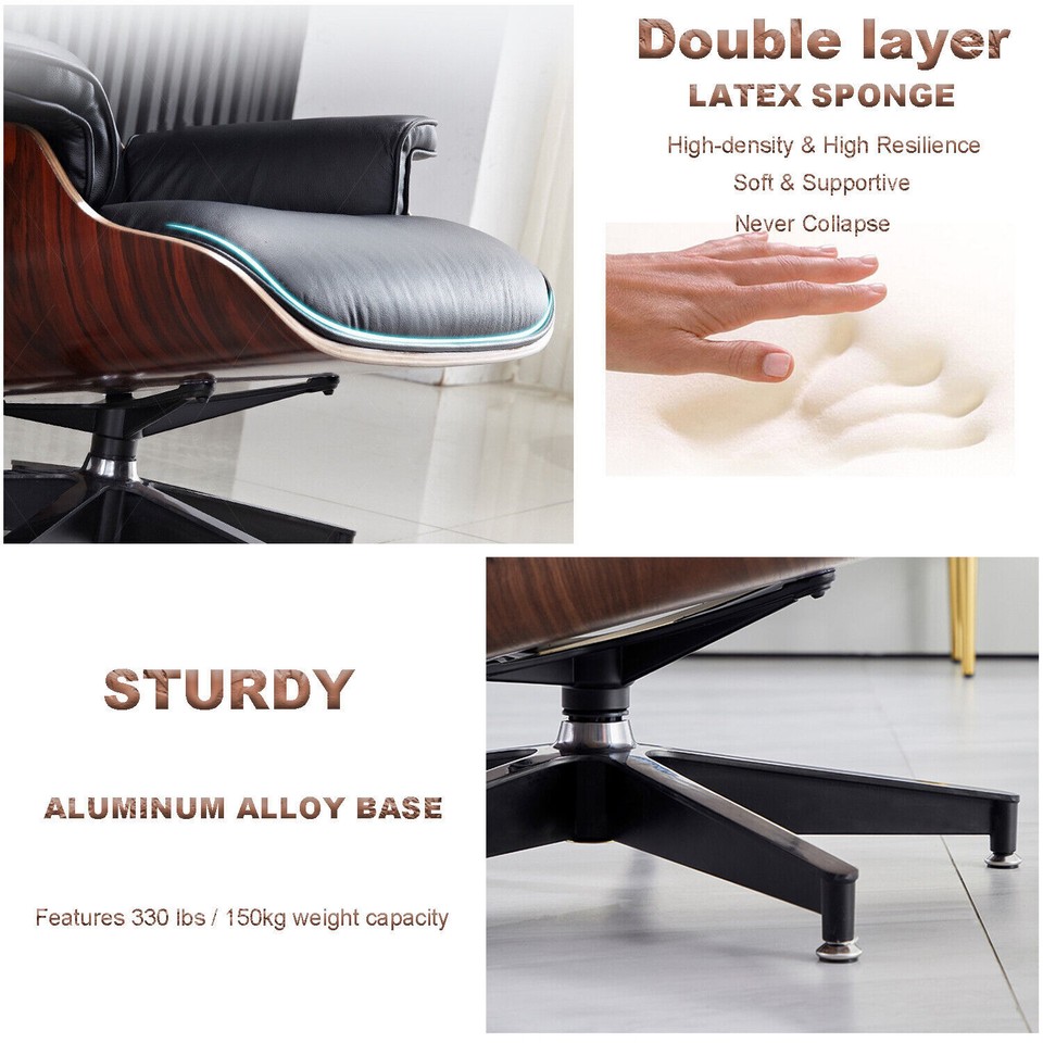 Tall Eames Lounge Chair And Ottoman Cowhide Leather Swivel Armchair ...