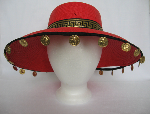 Red Toucan New York Los Angeles straw wide brim hat Greece Greek ...