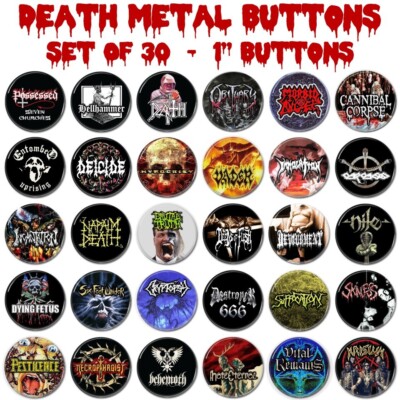 90s & 00s DEATH METAL Buttons / Pins - Set-of-30 - Deicide Obituary ...