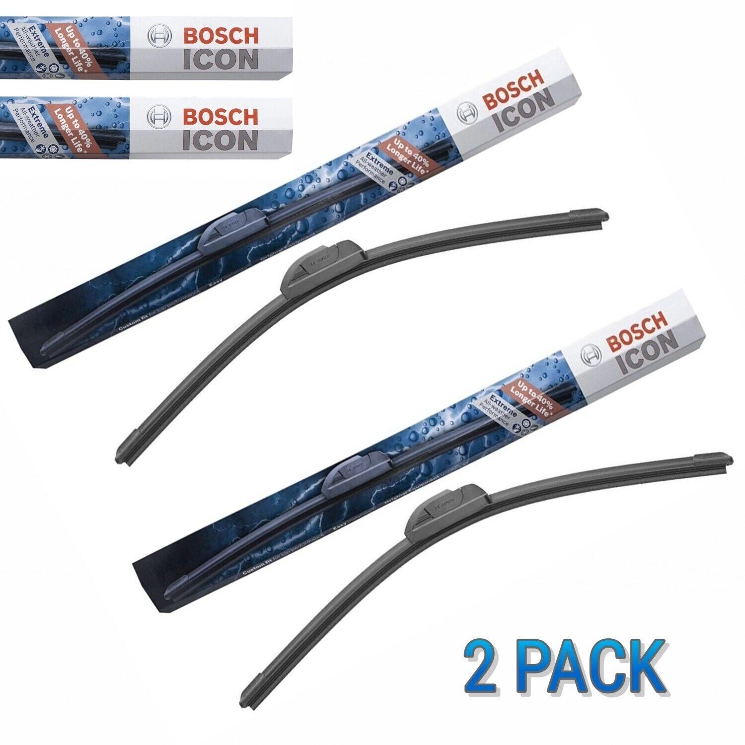 NEW OEM BOSCH ICON 22" + 22" Windshield Wiper Blade Up To 40% Longer ...