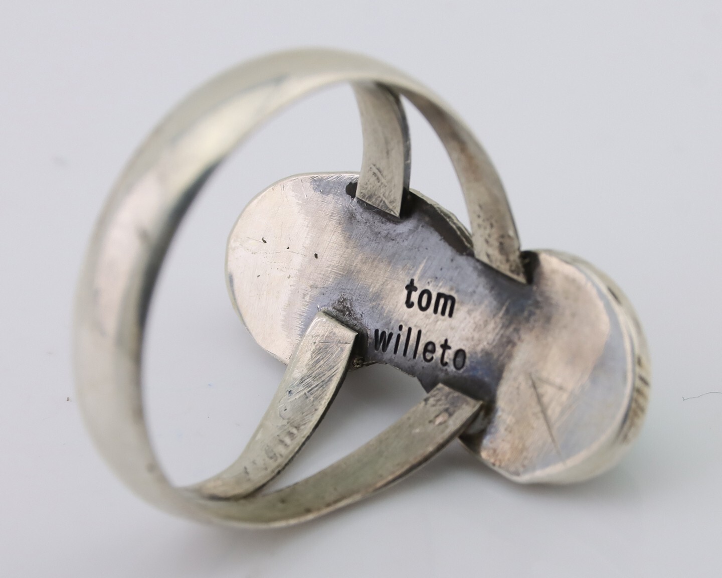 Navajo Ring 925 Silver Natural Turquoise Artist Signed Tom Willeto C.80 ...