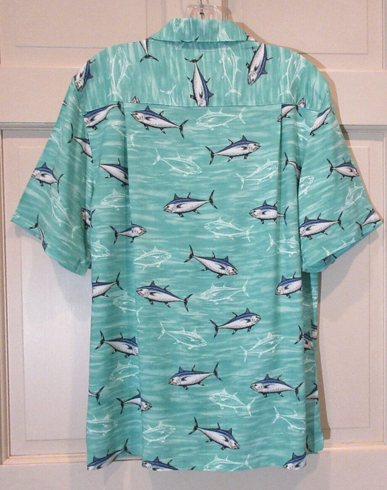 Mens Short Sleeve Shirt Fish Print Sz Small Button-Down Ocean + Coast ...