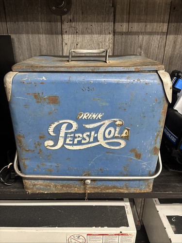 1950s? Vintage Pepsi Cola Blue Metal Ice Cooler Chest | eBay