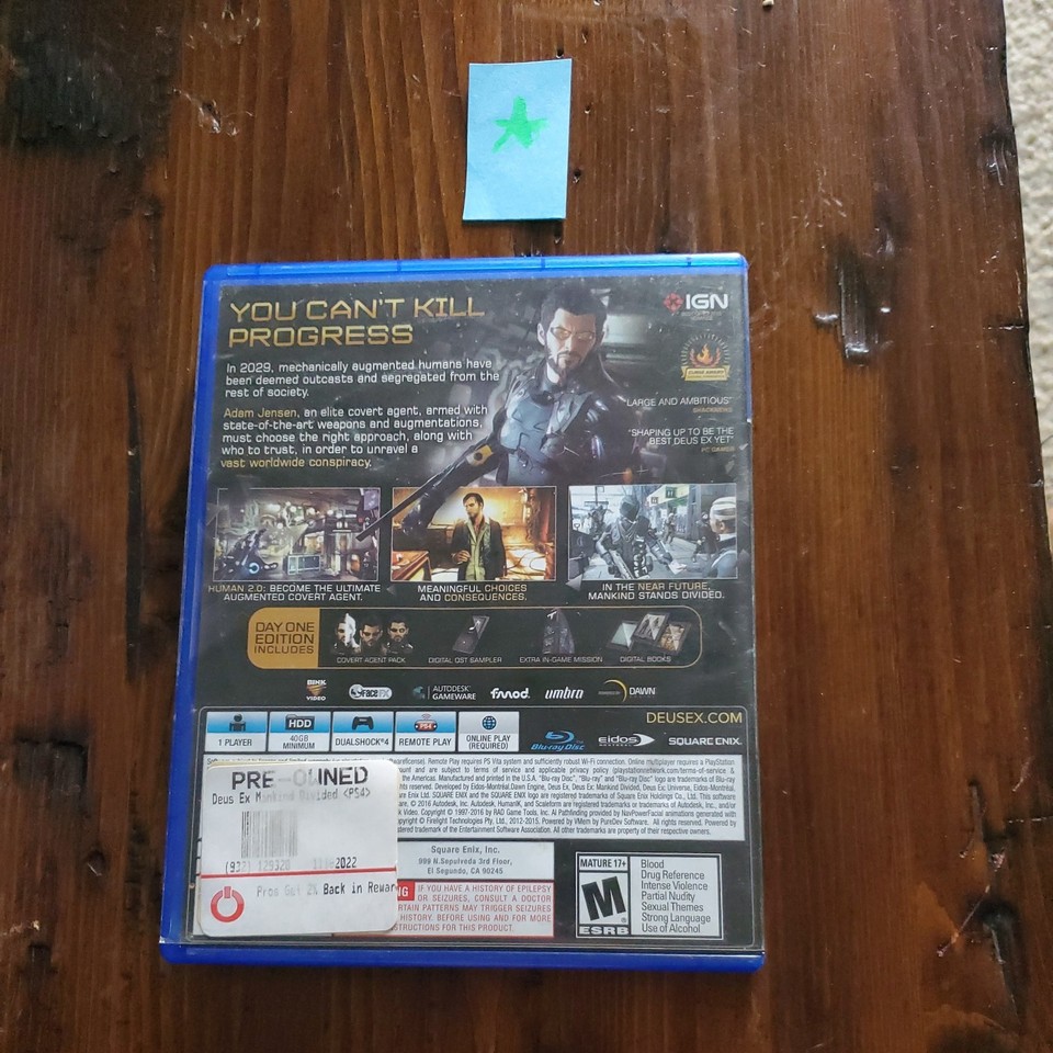 Deus Ex: Mankind Divided Day One Edition Sony PlayStation 4 | eBay