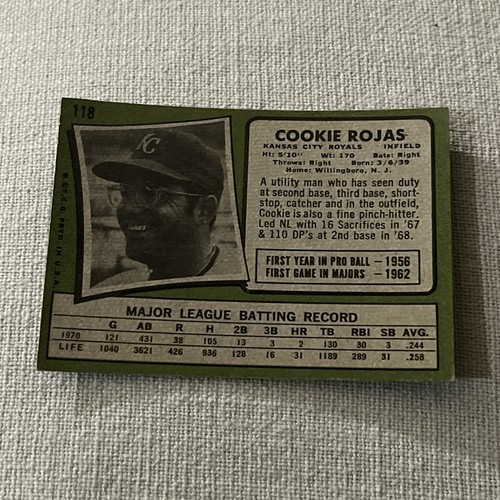 1971 Topps Baseball Royals Cookie Rojas Card # 118 EX-NM | eBay