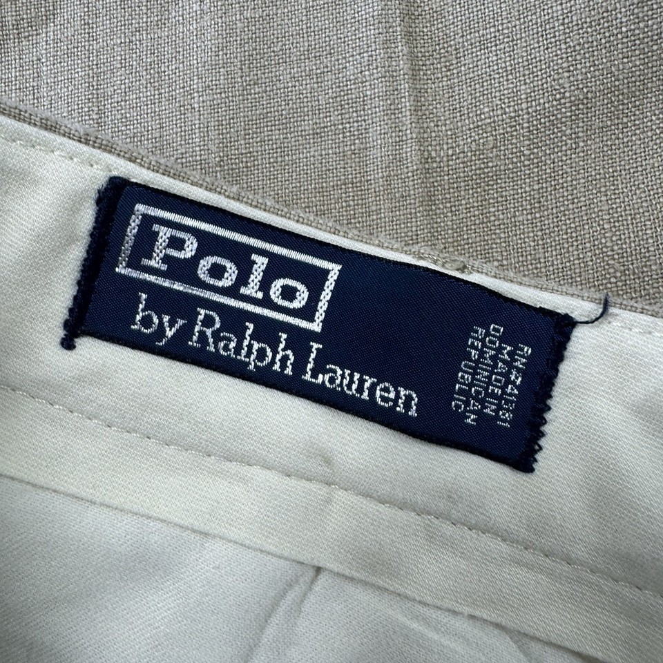 Polo Ralph Lauren Light Brown VTG Pleated Pure Linen Trouser Size 40x30 ...