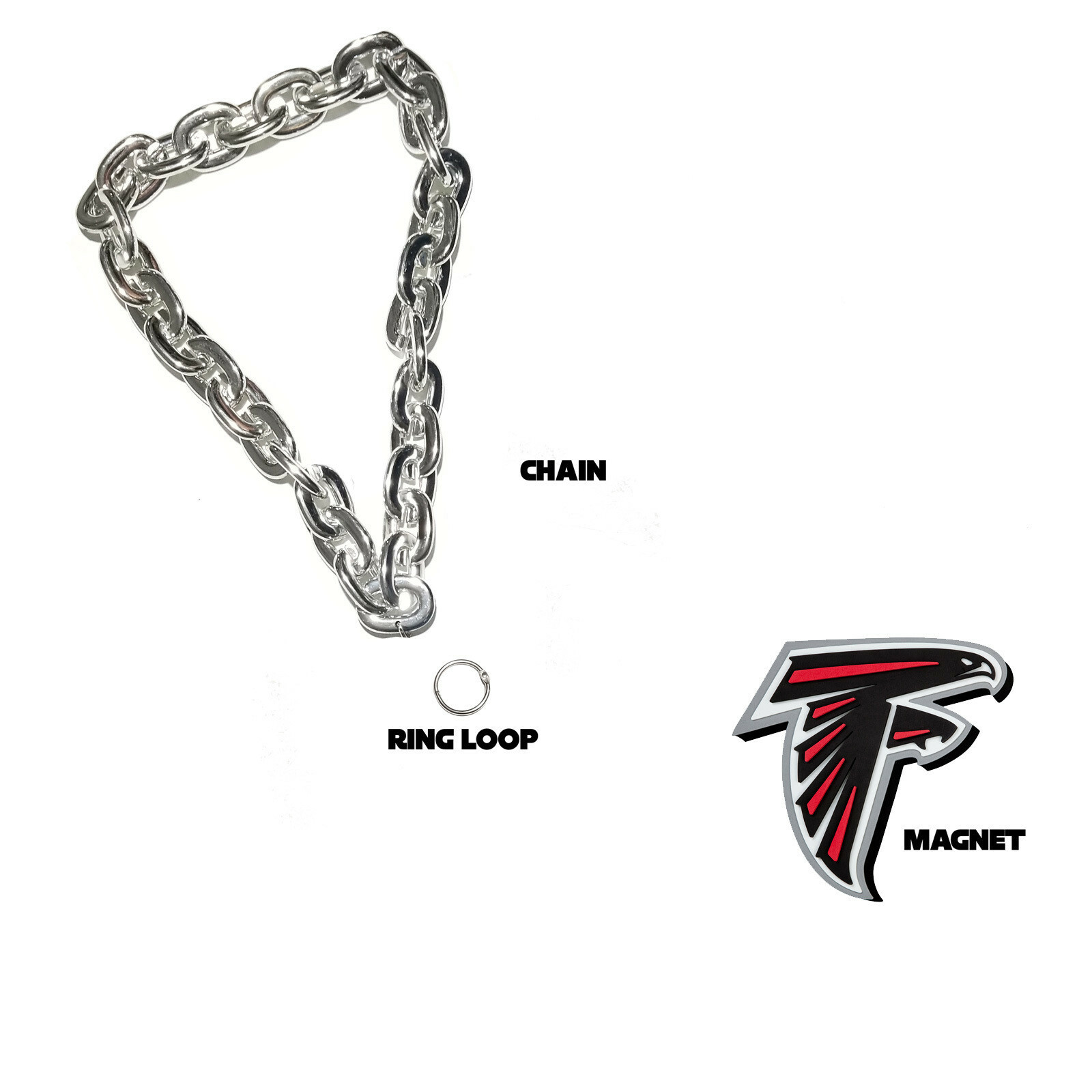 New NFL Atlanta Falcons SILVER Fan Chain Necklace Foam 847624067015| eBay