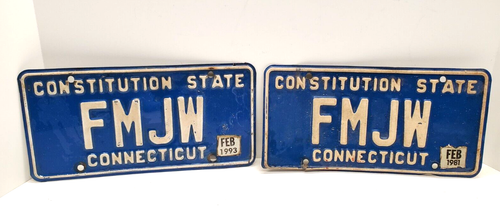 1980 Connecticut CT CONN Constitution State License Plate FMJW Pair ...