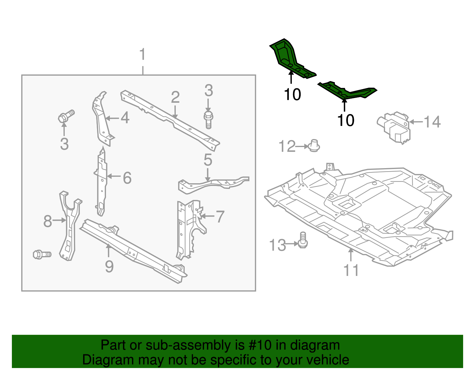 Subaru OEM 51231AJ00A9P Radiator Support-lower Tie Extension for sale ...