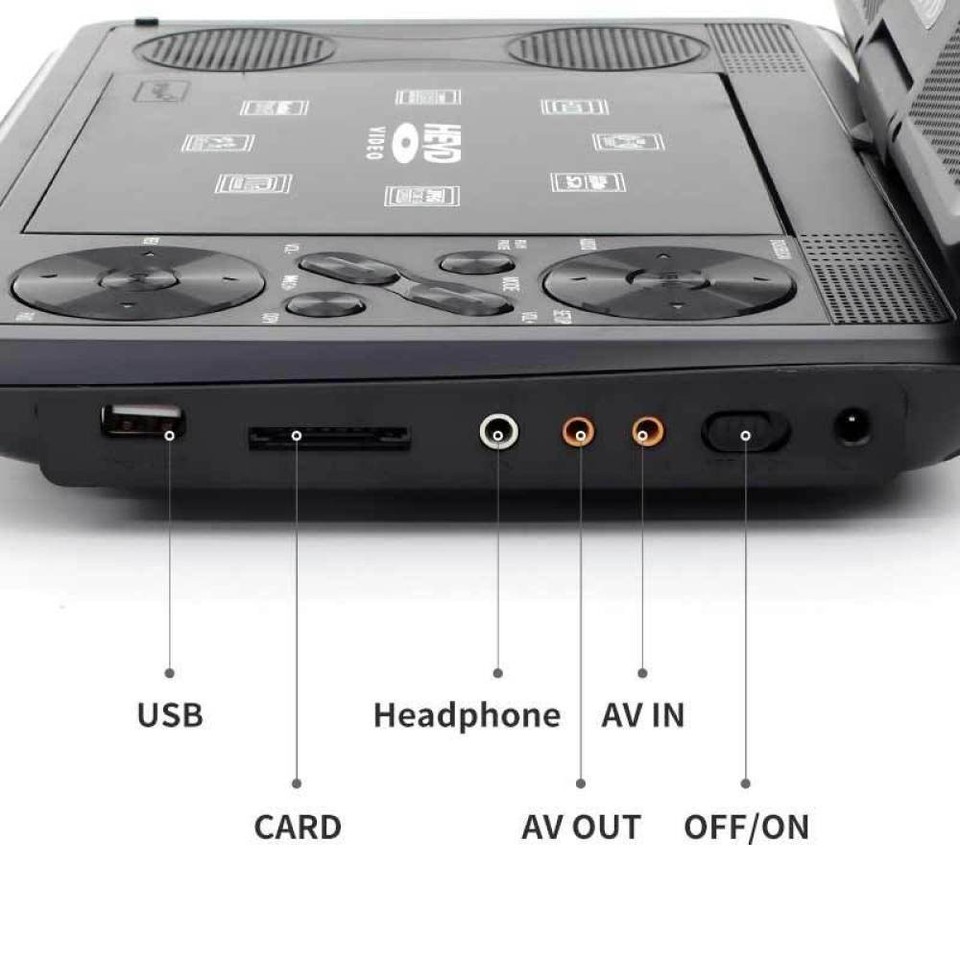 New 9" Portable DVD Player Swivel Screen Remote Control CD DVD VCD All ...