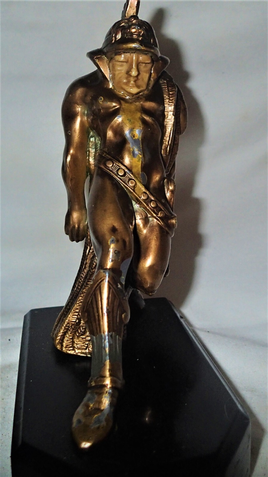 ANTIQUE J.B. HIRSCH HELMET MAN SPARTAN WARRIOR SLATE STATUE SCULPTURE ...