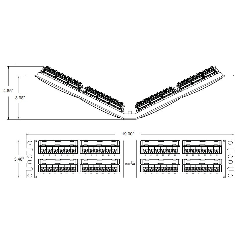 Leviton 69587-U48 Cat 6 UTP Angled 110-Style Universal Patch Panel 48 ...