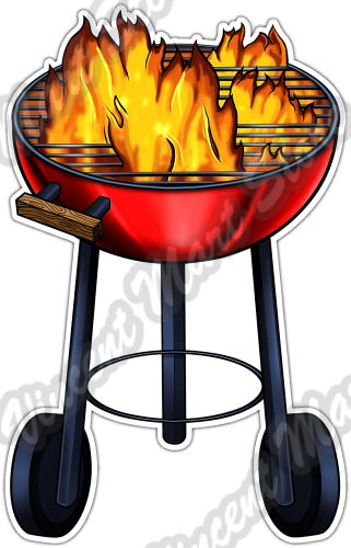 Barbecue Grill BBQ Barbecue Cooking Fire Car Bumper Vinyl Sticker Decal ...