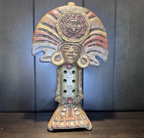 Vintage Aztec Inca Mayan Flute Mexico Folk Art Pottery Clay Sculpture ...