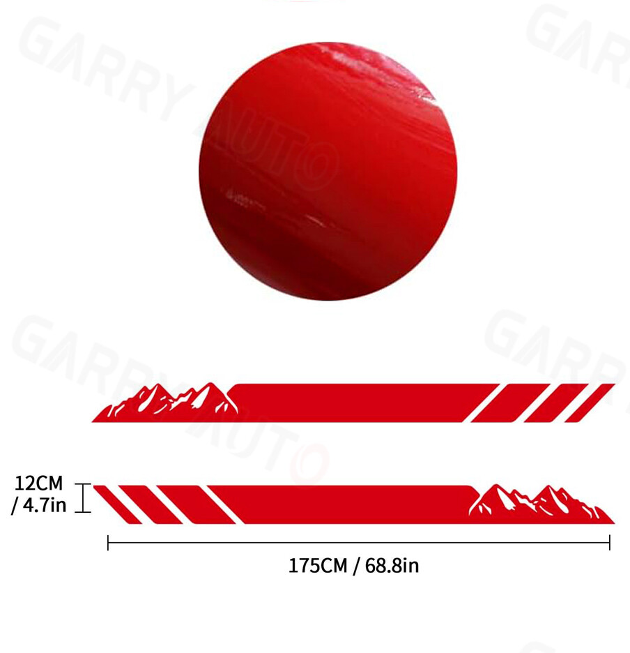 2x Mountain stripe Graphics Car Door Side Skirt Sticker For Car SUV MPV ...