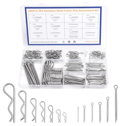Cotter Pin Assortment Kit - 200 Pcs Hardware Pins Set304 Stainless ...