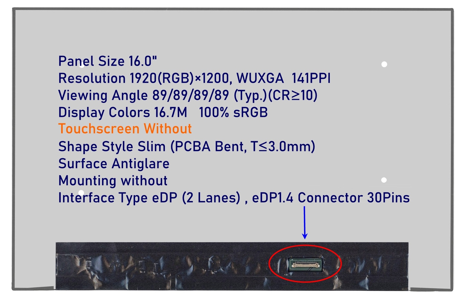 16.0" INNOLUX N160JCG-GT1 REV C5 COMPATIBLE WUXGA AG DISPLAY PANEL ...