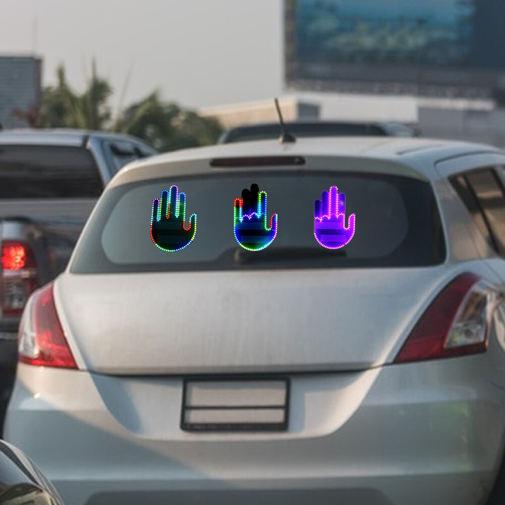 Car LED Hand Gesture Lamp with Remote Funny Warning Light Car ...