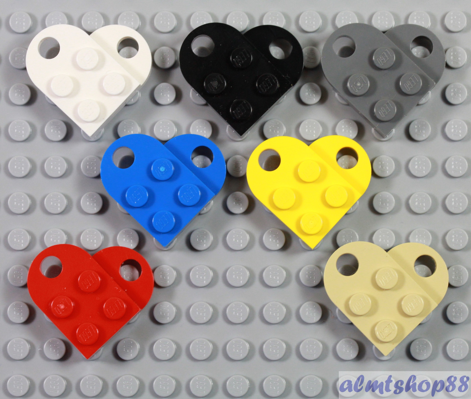 LEGO - Heart Charm - PICK YOUR COLORS 3x2 Plates w/ Hole Love Valentine ...