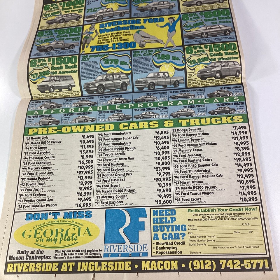 Macon Georgia Telegraph Newspaper July 25, 1996 Olympics Strug ...