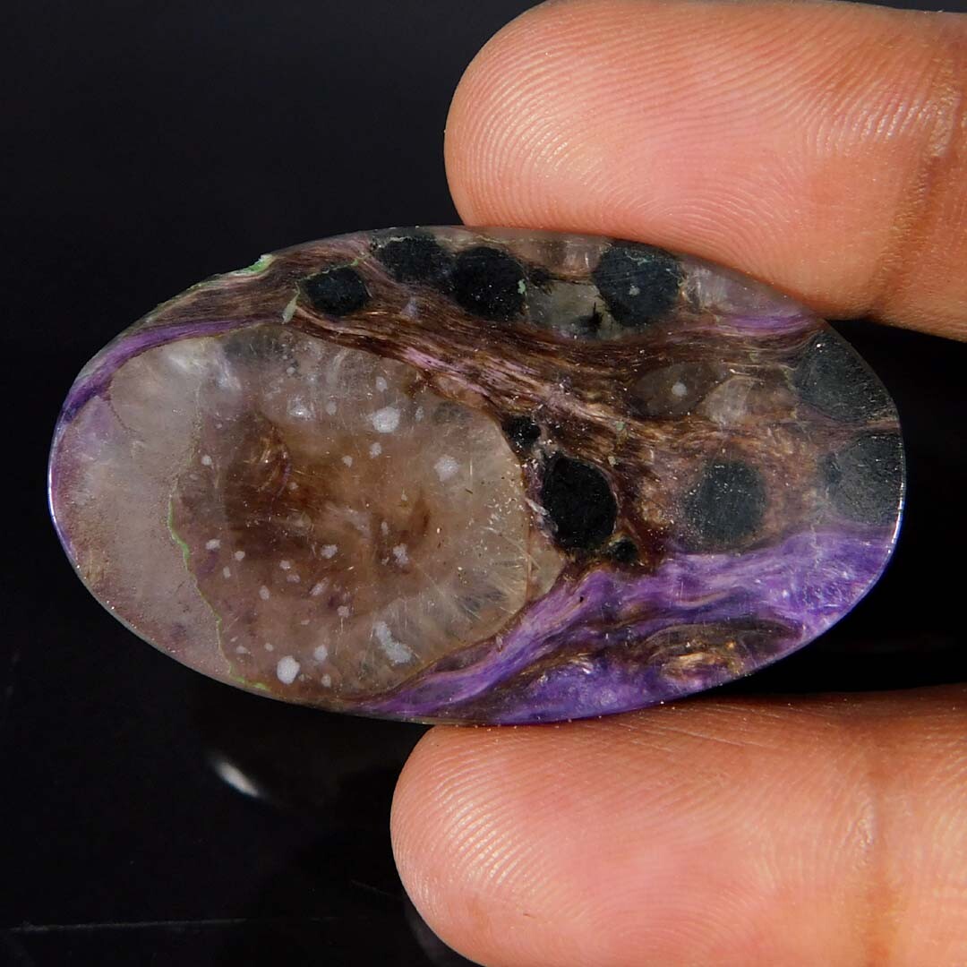 71.15Cts. Natural Unique Russian Purple Charoite Oval Cabochon Loose ...