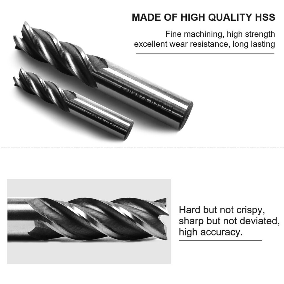 6Pcs HSS CNC 4 Flute Spiral Bit End Mill Cutter set 1/8"-5/8" Shank | eBay