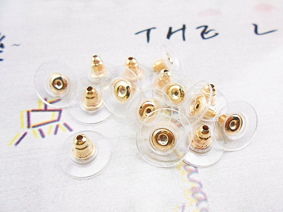 60PCS Making Findings Earring Backs Stoppers Ear Post Nuts Jewelry Gold ...