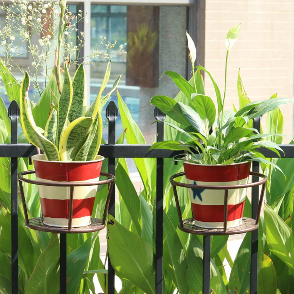 Hanging Baskets Planter Metal Wire Plant Pots Fence Flower Pot Holder ...