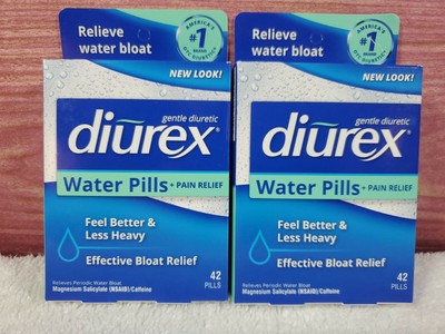 2 Packs- DIUREX Diuretic Water Pills + PAIN RELIEF 42 Count Each Exp 07 ...