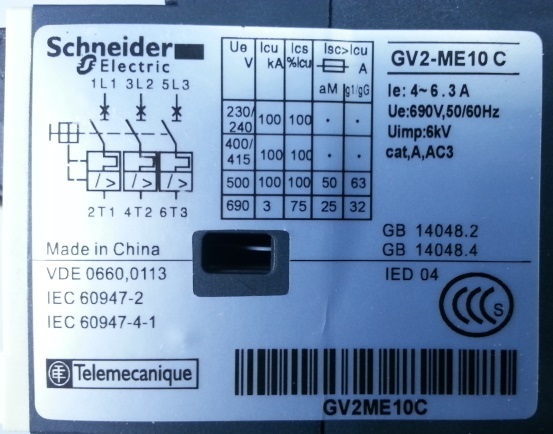 GV2-ME10 Schneider Telemecanique Motor Circuit Breaker 4-6.3A | eBay