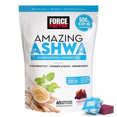 Force Factor Amazing Ashwa for Stress Relief, Memory, Focus, and Immune ...