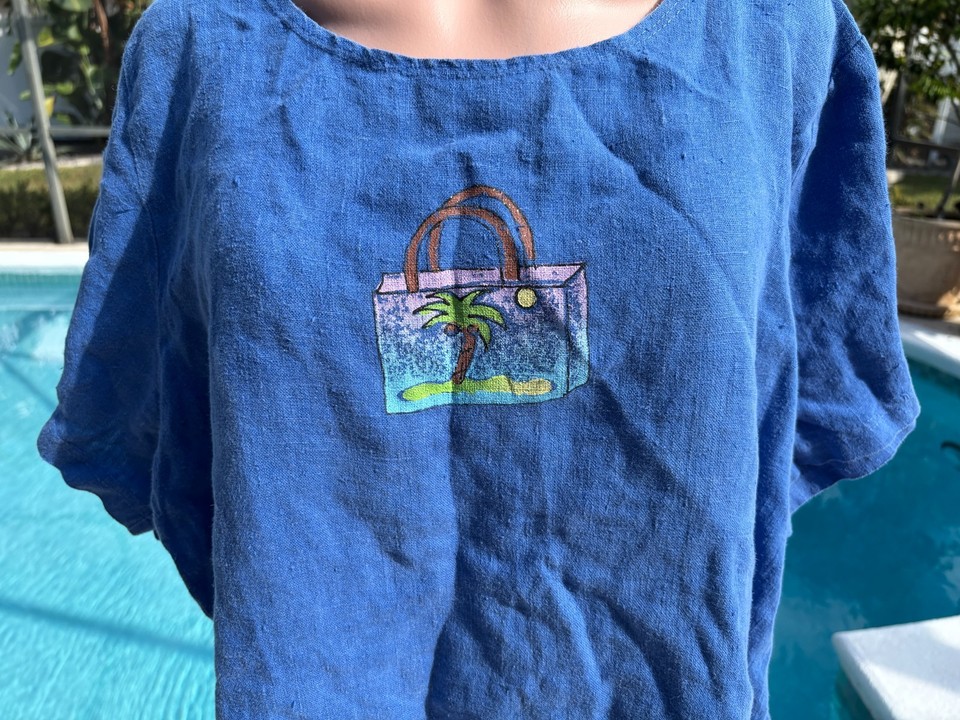 Vintage Coconut Bay Purse Rough Hewn Linen Thick Womens Shirt top 3X ...