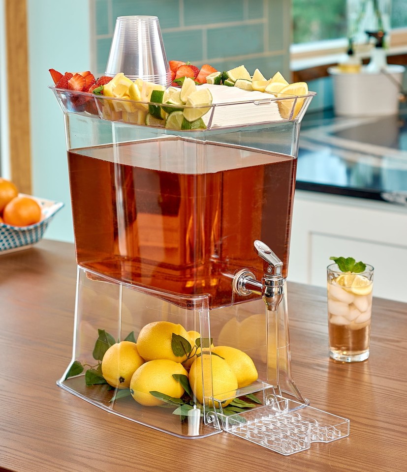 2.5 Gallon Party Top Beverage Dispenser with Drip Tray Clear Dispenser ...