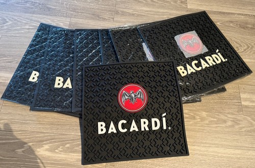 Large Bacardi Rum Bar Mat Black Rubber Service Counter Drink Bartender ...