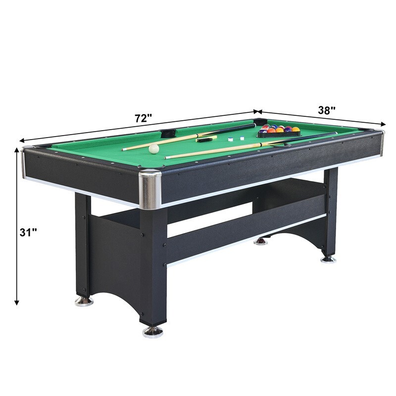 Spartan 6-ft Pool Table with Table Tennis Top - Black with Green Felt ...