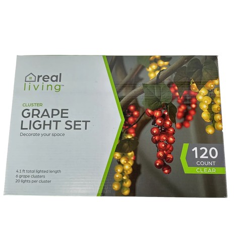 Real Living Grape String Lights Green & Red 6 Ct Cluster Indoor/Outdoor ...