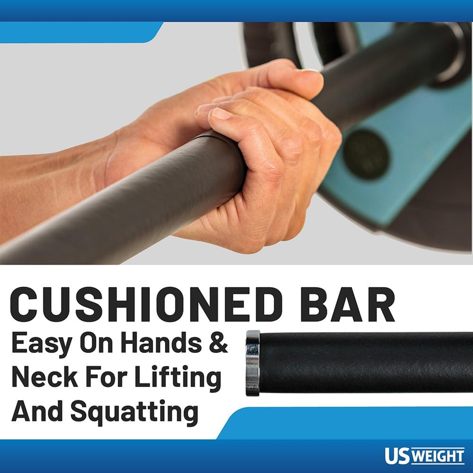 Barbell Weight Set for Home Gym with 55” Padded Bar - Adjustable ...