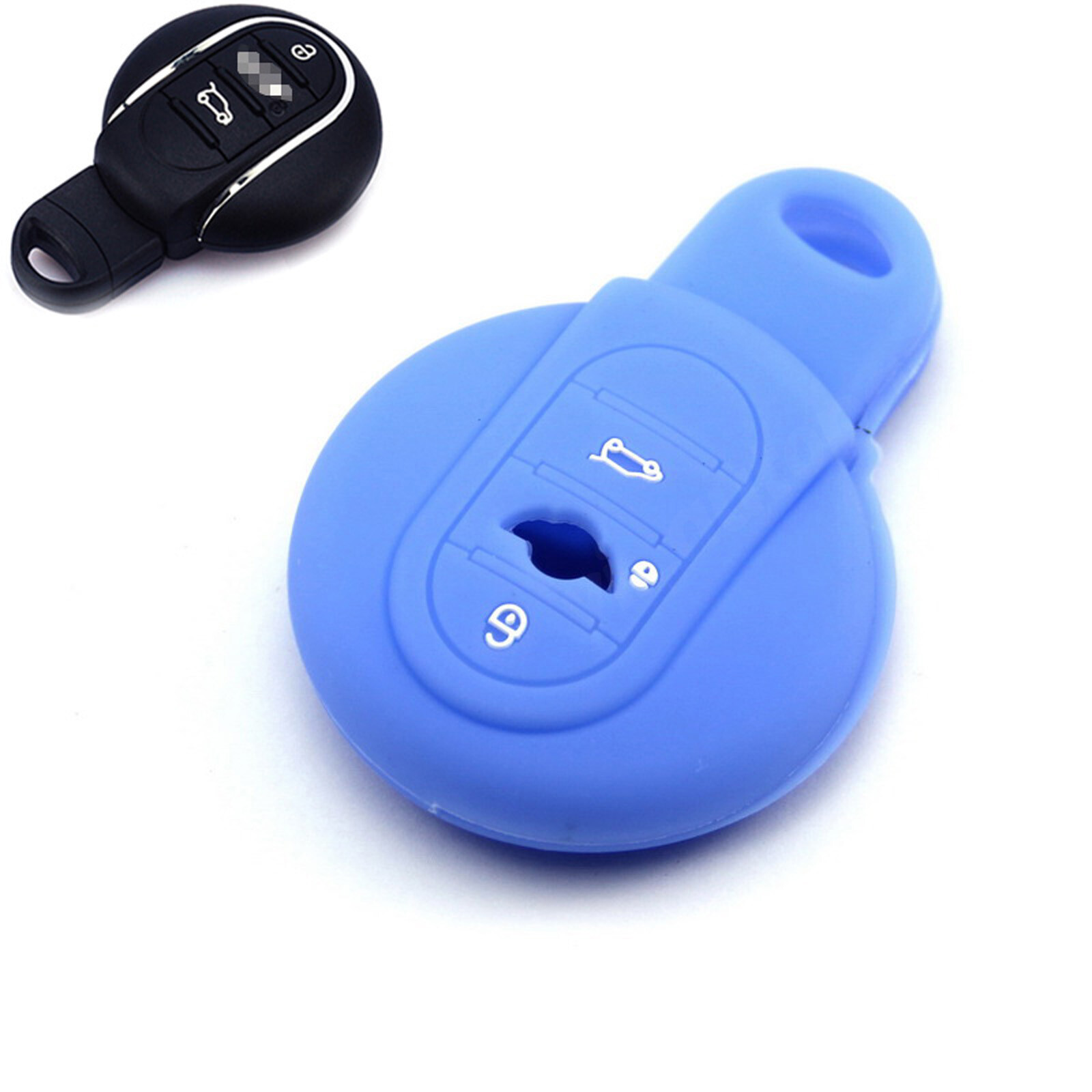 Blue Silicone Case Cover For BMW Mini Cooper Remote Smart Key R56 F55 ...