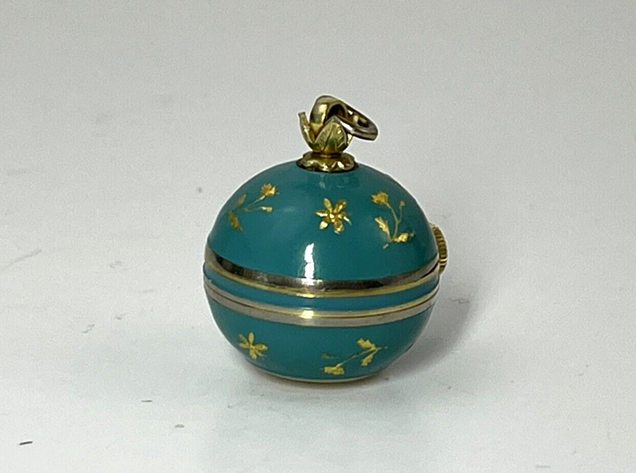 Antique Enamel Ball Pendant Charm Watch Swiss 17j Tur… - Gem