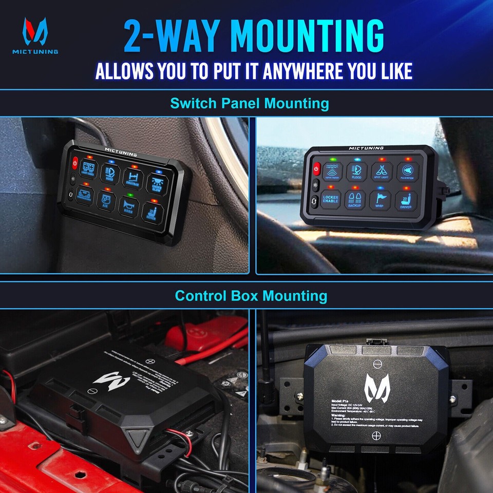 8-Gang LED Light Bar Switch Panel LED Touch Switch Control, On/Off ...