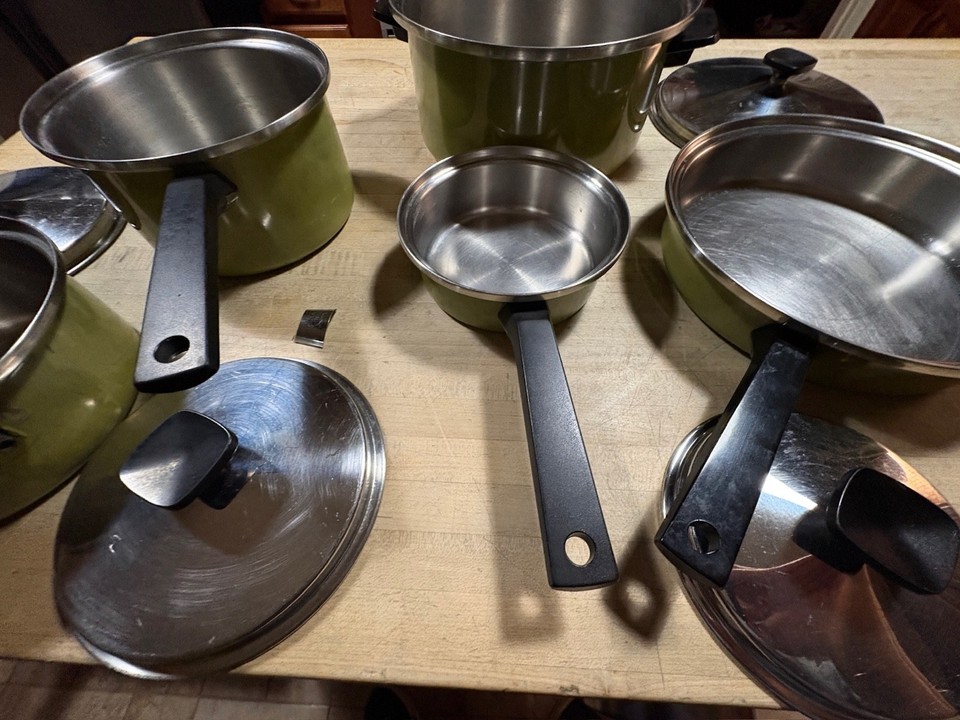 VTG 9 pcs Fashion Manor JC Penney Avocado Green Cookware Set 70's | eBay