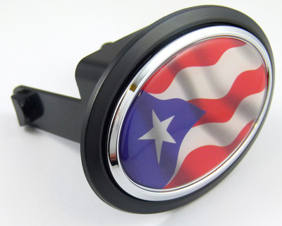 Puerto Rico Rican Flag Hitch Cover cap 2" receiver black with chrome ...